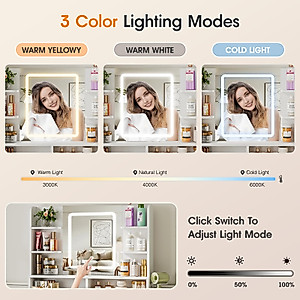 Maupvit Vanity Desk with Mirror and Lights, Makeup Vanity with 8 Drawers & Shelves, Corner Vanity, L Shape Change & Storage, Dressing Table for Bedroom (White)