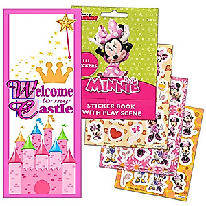 Walt Disney Studio Minnie Mouse School Backpack For Girls 3 Pc Bundle With 16 inch Minnie Mouse Print All-Over School Travel Bag, Minnie Stickers, And More Minnie Mouse School Supplies