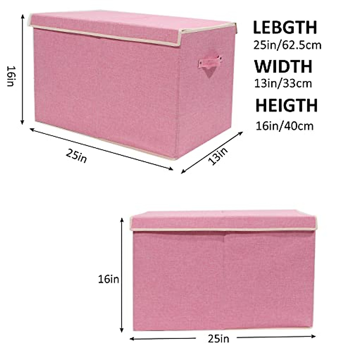 popoly Large Toy Box Chest with Lid, Collapsible Sturdy Toy Storage Organizer Boxes Bins Baskets