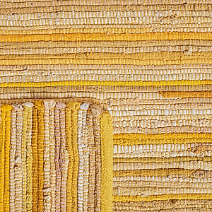 SAFAVIEH Rag Rug Collection Accent Rug - 2'3" x 5', Yellow & Multi, Handmade Boho Stripe Cotton, Ideal for High Traffic Areas in Entryway, Living Room, Bedroom (RAR130H)