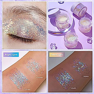Body Glitter Gel,Holographic Face Glitter Gel for Body,Hair, Nail,Eyeshadow Glitter Makeup,Long Lasting Liquid Sequins Glitter for Festival Rave Party Accessories - 02 Sparkling Pink