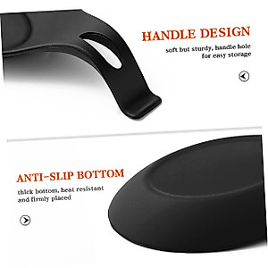 Angoily 12 Pcs Spoon Mat Black Spoon Rest Hot Pads Spoon Holder Rest Cooking Spoon Chopstick Rests Tea Spoons Buffet Spoon Rest Silicone Hot Pad Pot Silicone Spoon Tableware