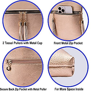 Solene Womens Lightweight Medium Crossbody Purse with Tassel, Perfect Size Crossbody Bags for Daily Use, travel - LP062 (Nude-Rose5)