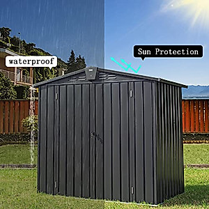 Domi Outdoor Living 6.5'x 4.2' Outdoor Storage Sheds,Steel Tool Shed Storage House with Lockable Door,Outdoor Galvanized Steel Sheds for Deck, Backyard, Garden, Patio and Lawn Dark Gray