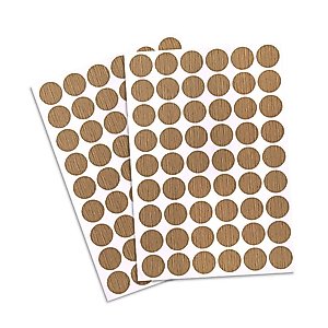 uxcell Screw Hole Covers Stickers Textured Plastic Self Adhesive Stickers for Wood Furniture Cabinet Shelve Plate 21mm Dia 108pcs in 2Sheet Maple