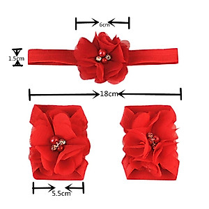 ZOCONE 10 Colors Baby Girl Headbands and Barefoot Flower Sandals Value Set Baby headbands Feet Accessories for Newborn Infants Toddlers Girls