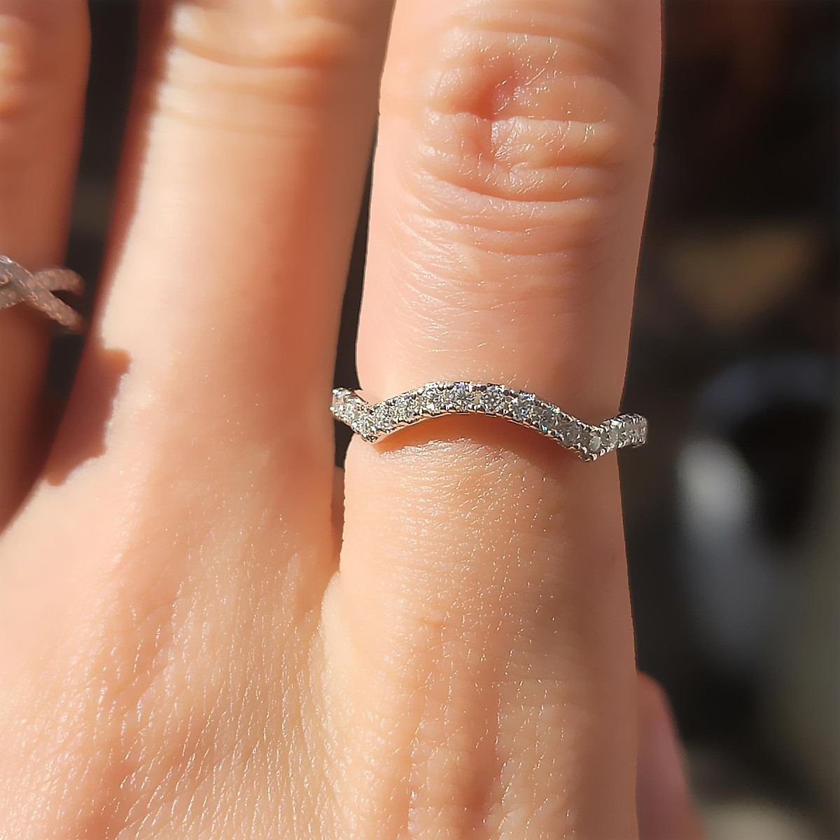 DovEggs Moissanite Wedding Band Half Eternity for Women 0.31ct GH Color Heart Arrows Cut Moissanite Stackable Curved Anniversary Ring 14k Gold QUALITY Sterling Silver（Wedding Band Only 4.5）