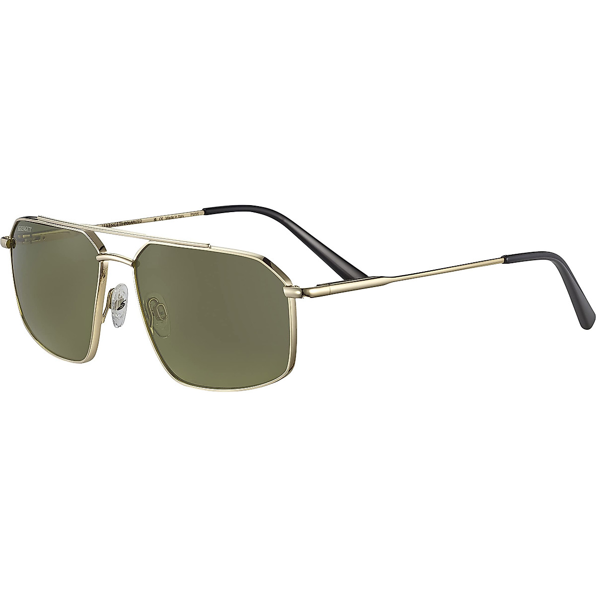 Serengeti Wayne Square Sunglasses, Shiny Light Gold/Mineral Non Polarized 555nm, One Size