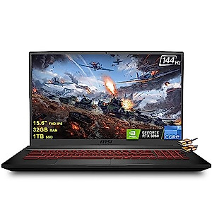 MSI Katana GF66 Gaming Laptop 15.6" FHD IPS 144Hz Thin Bezel 12th Generation Intel 14-core i7-12700H 32GB RAM 1TB SSD GeForce RTX 3060 6GB Graphics Backlit USB-C Nahimic Win11 Black + HDMI Cable