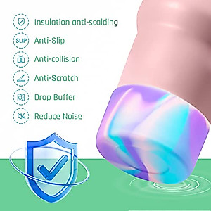 2 Pcs Protective Silicone Boot Compatible for Stanley Quencher Adventure 40oz Tumbler & Stanley IceFlow 20oz 30oz,Hydrapex 40oz,Anti-Slip BPA Free Bottle Bottom Sleeve Cover (clear and three-color)