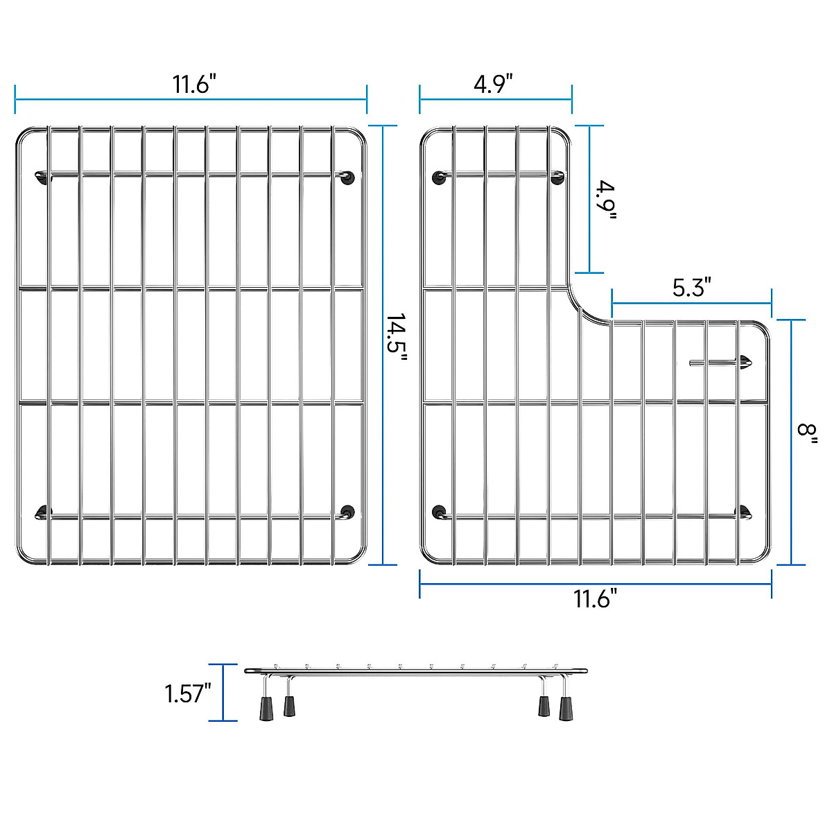 Sink Rack for Bottom of Sink with Kohler Whitehaven K-6486 and K-6487 Sink, 304 Stainless Steel Sink Protectors, Sink Grid Sink Grate for Bottom of Kitchen Sink Farmhouse 14.68" x 23.2" x 1"