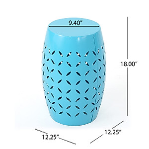 Christopher Knight Home Jorell Lace Cut Iron Accent Table, Blue