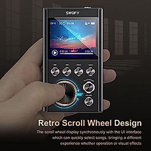 SWOFY Real Lossless HiFi MP3 Player, DSD High Resolution Digital Audio Music Player with Line Output, High-Res DAC Portable Super Light Audio Player with 64GB, Support up to 256GB Expand