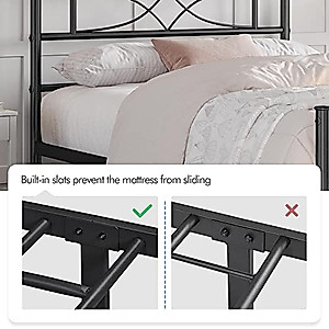 Yaheetech Metal Twin Size Bed Frame, Platform Bed Frame, Mattress Foundation with Curved Design Headboard & Footboard, NO Box Spring Needed, Heavy-Duty Support, Easy Assembly, Twin, Black