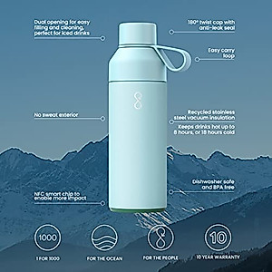 Ocean Bottle - Recycled Stainless Steel Drinks Reusable Water Bottle - Eco-Friendly & Reusable - Sky Blue - 500ml
