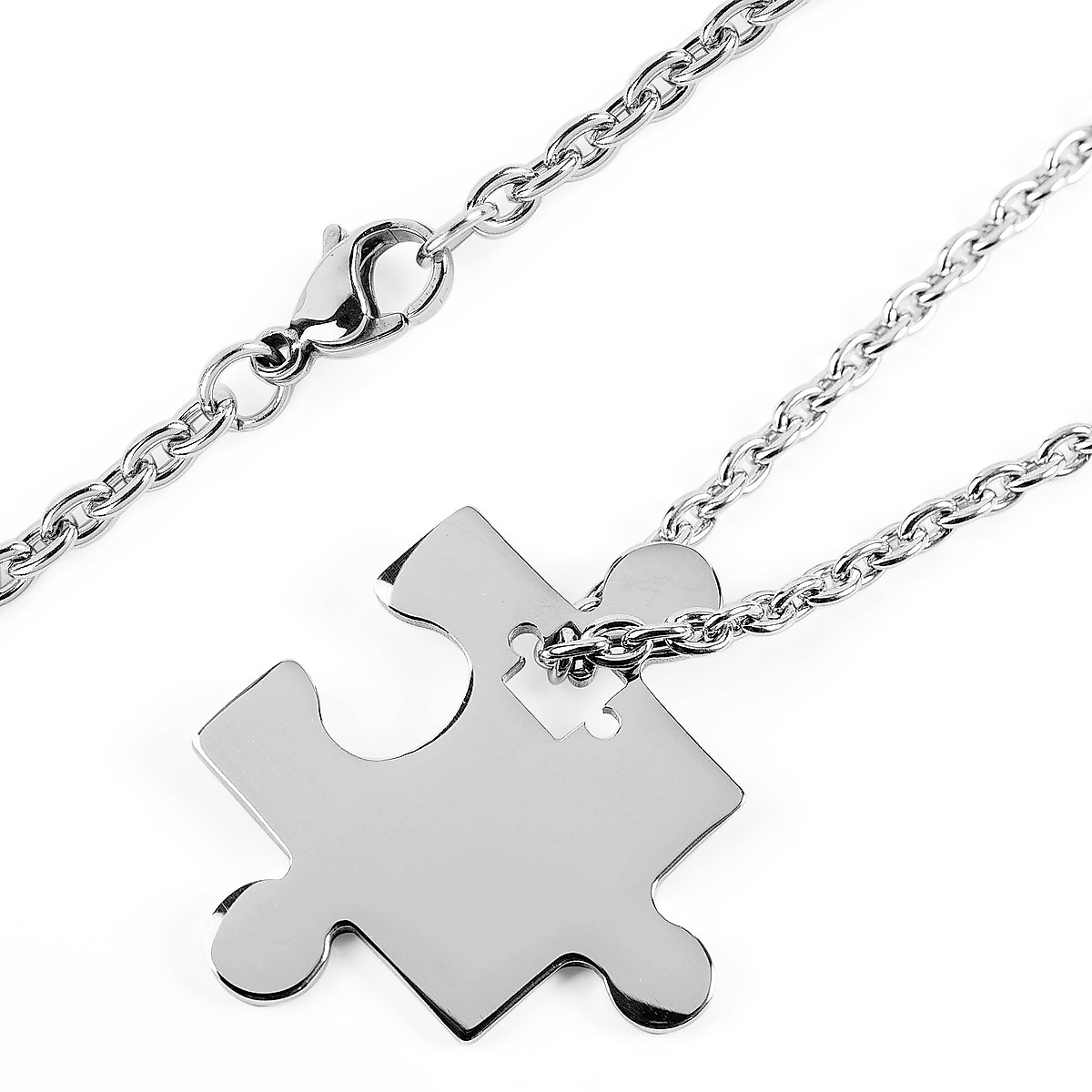 West Coast Jewelry Autism Awareness Jigsaw Puzzle Piece Stainless Steel Necklace