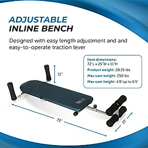 Stamina InLine Bench - Back Stretch Decompression Bench - Inversion Table Workout Bench for Home Workout - Up to 250 lbs Weight Capacity