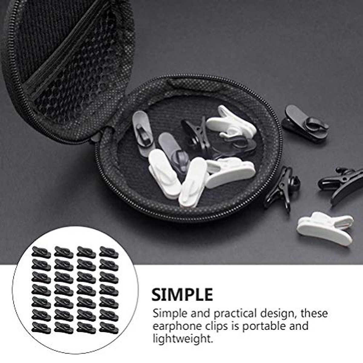 MILISTEN 100pcs Earphone Wire Clip 360 Degree Rotate Earphone Cable Clothing Clip Plastic Earbud Clip for Fixing Round Wire Earphone Headphone Microphone Black