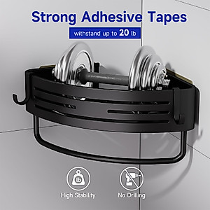 PROJOY Adhesive Shower Caddy,2 Pack Black Rustproof 90° Bathroom Corner Shelf,Large Capacity Wall Mount Bathroom Organizers And Storage Shelves,No Drilling Shower Gel Holder With Hooks For Home Decor