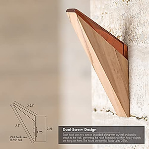 LINE+ARC The Wall Hook (Set of 3, Smoke). Solid Olive Wood & Acrylic Resin. Mid-Century Modern, Minimalist, Scandinavian, Decorative entryway for Coat hat Towel. Fasteners Included. 25lb Weight Limit