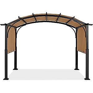 ABCCANOPY Outdoor Pergola 10'x12', Arched Patio Pergola with Retractable Sun Shade, Beige