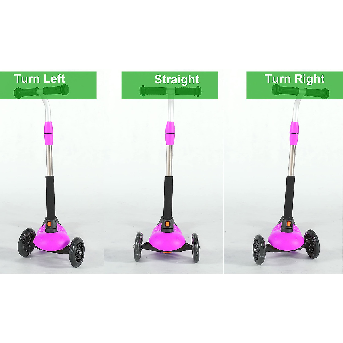 Voyage Sports 3-Wheeled Kick Scooter for Kids Ages 3-5 - Lightweight, Alloy Steel, Adjustable Handlebars, Light Up LED, Anti-Slip Deck, for Preschool Toddler Boys and Girls, Pink
