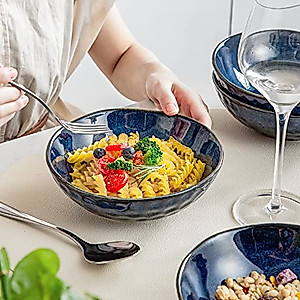 vancasso Starry 24oz Cereal bowls, Set of 4 Porcelain Pasta Bowls Lead-free Soup Bowls, Blue Bowl for Kitchen, Ceramic Bowls for Cereal Soup Oatmeal Salad, Dishwasher & Microwave Safe