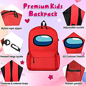 JOIXXV Kids School Backpack for Girls Boys, Student Bookbag Laptop Backpack with Lunch Box, Travel Teenagers Game Fans Gifts, Waterproof 17inch Outdoor Camping Red