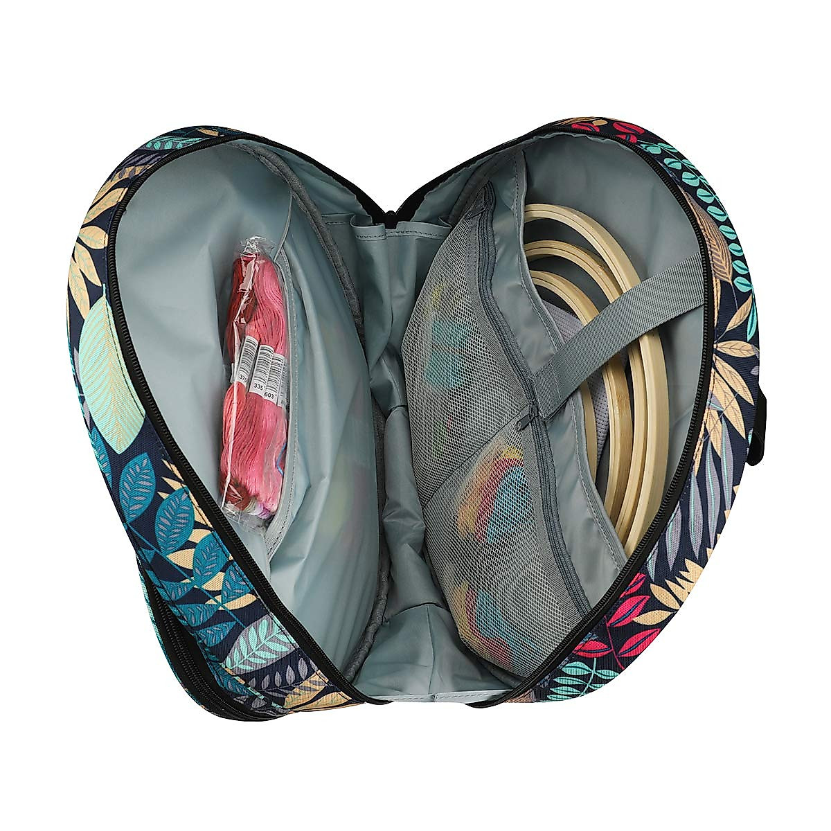 Nuberlic 13-in-1 Portable Embroidery Project Bag with 1 Set Embroidery Kit for Adults 8PCS Cross Stitch Tools, Multifunctional Storage Bag Include Hoop, Needles, Cloth, Scissors and Craft Accessories