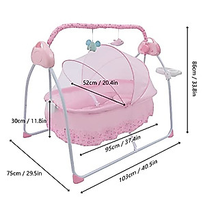 Guaopom Electric Baby Crib Cradle, Auto Rocking Chair Chair Bed, 5 Speed with Remote Control Infant Musical Sleeping Basket for 0-18 Months Newborn Babies (Pink)