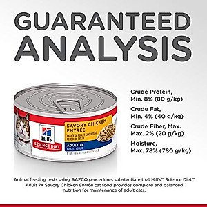 Hill's Science Diet Adult 7+, Senior Adult 7+ Premium Nutrition, Wet Cat Food, Chicken Minced, 5.5 oz Can, Case of 24