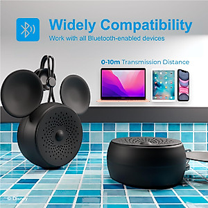 Disney Mickey Mouse Ears Bluetooth Shower Speaker with Suction Cup – Disney IPX4 Rated Water Resistant Speaker for Shower, Baths| Up to 5 HRs Playtime, Built in Button Controls and Mic for Phone Calls