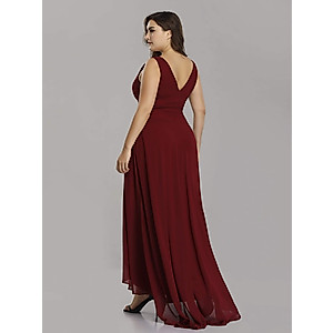 Ever-Pretty Women's V-Neck High Low Chiffon Long Cocktail Dresses for Women Burgundy US20