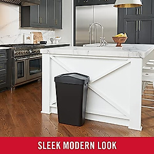 Rubbermaid Swing Top Waste Container for Home and Kitchen, Easy Access Disposal and Slim Modern Trash Can with Lid, 12.2 Gallon Capacity, Black