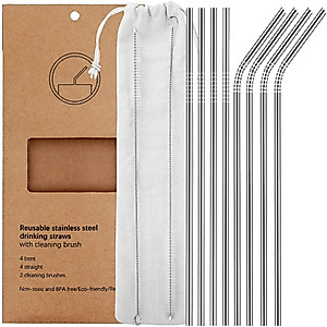 Yihong Reusable Metal Straws, Set of 8