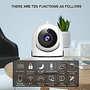 EGGVU Smart Baby Monitor WiFi, Indoor Enhanced Security Camera 1080P, 360° Rotation with Remote Pan-Tilt-Zoom, Two-Way Audio, Auto Night Vision, Elderly and Pet Monitoring, White