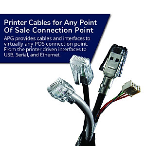 APG Printer Interface Cable | CD-101A-10 | Cable for Cash Drawer to Printer | 1 x RJ-12 Male - 1 x RJ-45 Male | Connects to EPSON and Star Printers | 10' Length