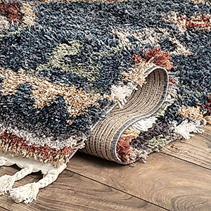 nuLOOM Rosemarie Southwestern Moroccan Shag Area Rug, 9' x 12', Blue