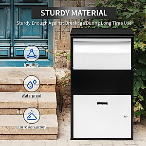 Ydocabinit Package Delivery Boxes for Outside,Extra Large Mailbox,Galvanized Steel Parcel Mailbox,Wall Mounted Lockable Anti-Theft for Outdoor Porch,Curbside,Black,BG010B