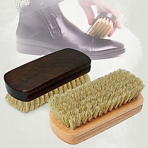 Vocoliday 1Pcs Home Boot Brush Cleaner Shine Shoe Pig Bristles Brush with Wood Handle Cleaning Brush or Cleaning Car/Bed/Couch/Draft/Garden/Furniture/Clothes (Lacquered Wood Beige)