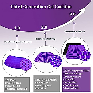 Gel Seat Cushion for Long Sitting, Double Thick Office Desk Home Wheelchair Seat Cushions for Back Hip Sciatica Tailbone Pain Sore Pressure Relief, Egg Gel Cooling Game Chair Pad for Car Truck Driver