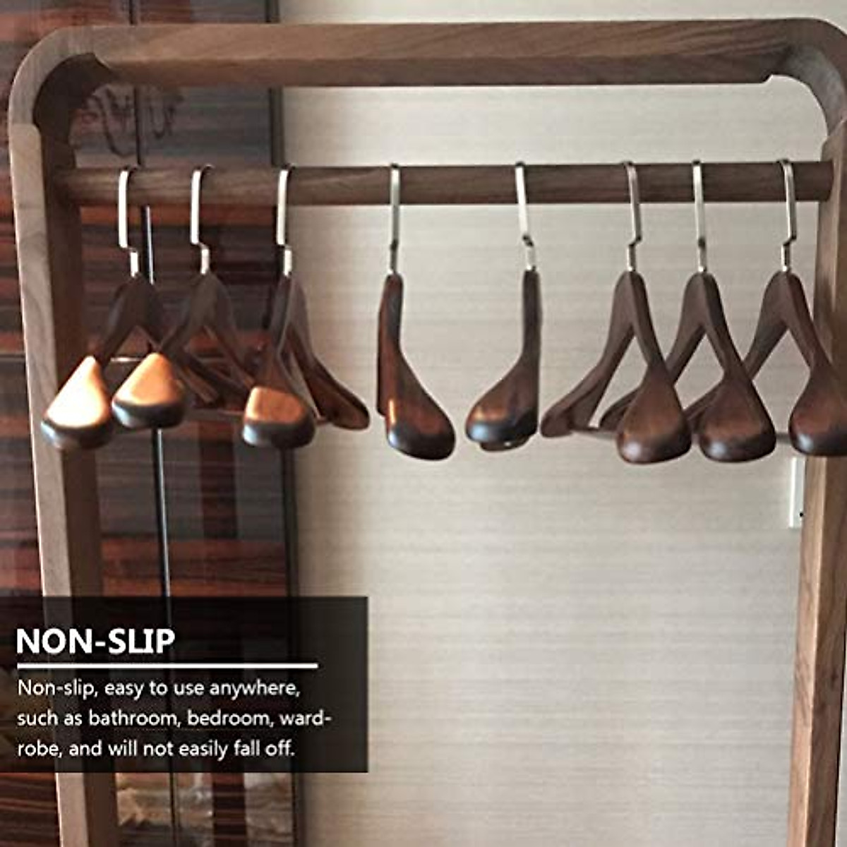 Hemoton Wide Shoulder Wooden Hangers Wood Suit Hanger Coat Hanger with Non Slip Pants Bar for Dress Jacket Heavy Clothes Hangers Black 45X25.5CM