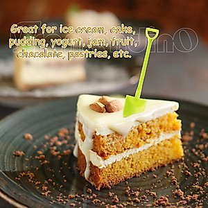 Framendino, 120 Pack Colorful Mini Shovel Spoons, Disposable Shovel Shaped Ice Cream Spoons Novelty Mini Plastic Dessert Spoon for Pudding Yogurt Cake Sugar