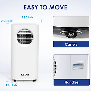 COLZER 10,000 BTU Portable Air Conditioner for 400 Sq Ft 3-in-1 Portable AC Unit with Remote Control for Large Room