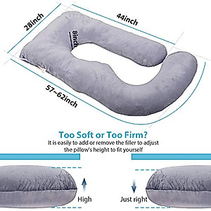 BATTOP Pregnancy Pillows Full Body Maternity Pillow for Sleeping with Cooling Washable Cover,Support for Back, Hips, Legs, Belly for Pregnant Women (Velvet-Grey)
