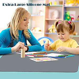 Extra Large Silicone Mats for Kitchen Counter 47"x23.6”, Largest Heat Resistant Mat, Nonslip Waterproof Silicone Mat, Multipurpose Countert Protector Mat, Baking Mats, Pastry Mat, Place Mats, Gray