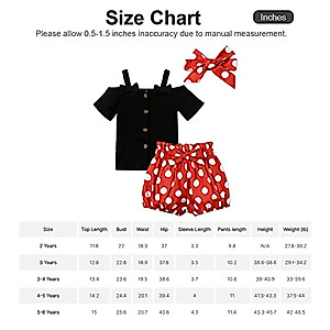 PATPAT Toddler Girl 3 Piece Outfit Button Front Short Sleeve Tee Top Shirt and Polka Dot Print Shorts Set Red 3 Years