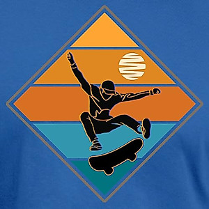 CafePress Skateboarding Silhouette T Shirt Men's Fitted Graphic T-Shirt Royal