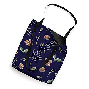 Western Pioneer Watercolor Floral Brown Flowers Navy Tote Bag