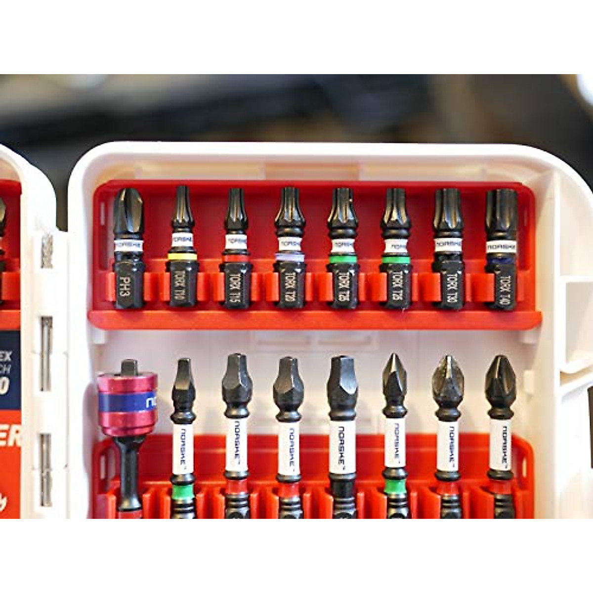 Norske Tools 40pcs Screwdriver Bit Set, Impact Torsion, PH Bits, SQ Bits, Torx Bits, Magnetic PH & SQ Float Collar, Socket Adapters, Nutsetters and Magnetic Bit Holder